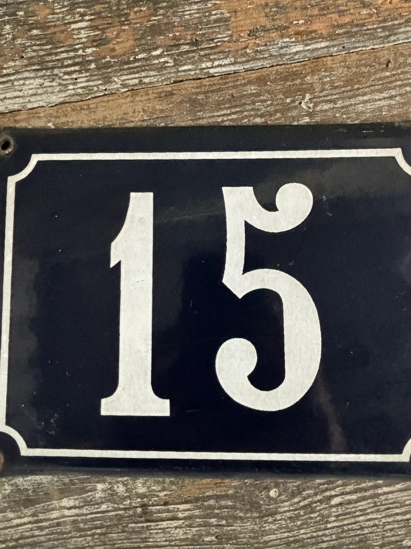 Vintage French Enamel House Door Number 15 Fifteen Sign Plaque - Etsy