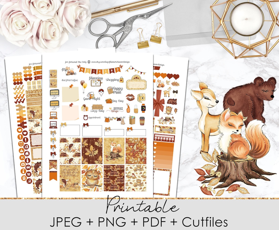 WOODLAND Printable Planner Stickers Weekly Planner Sticker Kit Erin ...