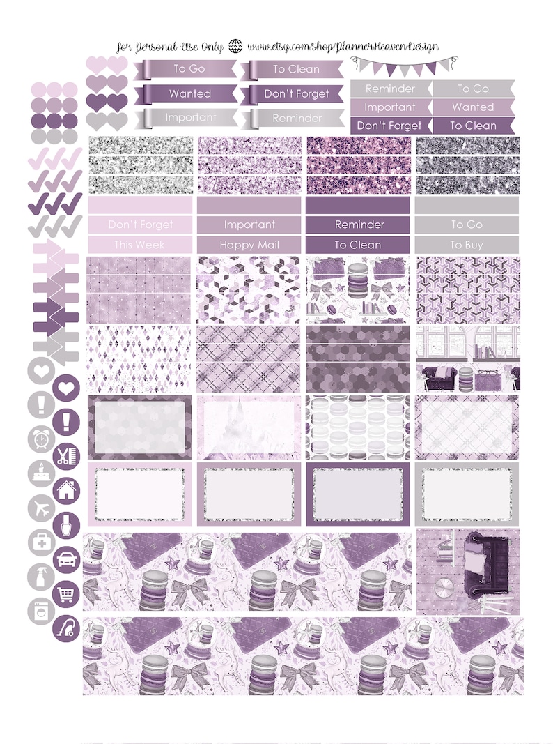 I LOVE PURPLE Printable Planner Stickers | Weekly Planner Sticker Kit ...