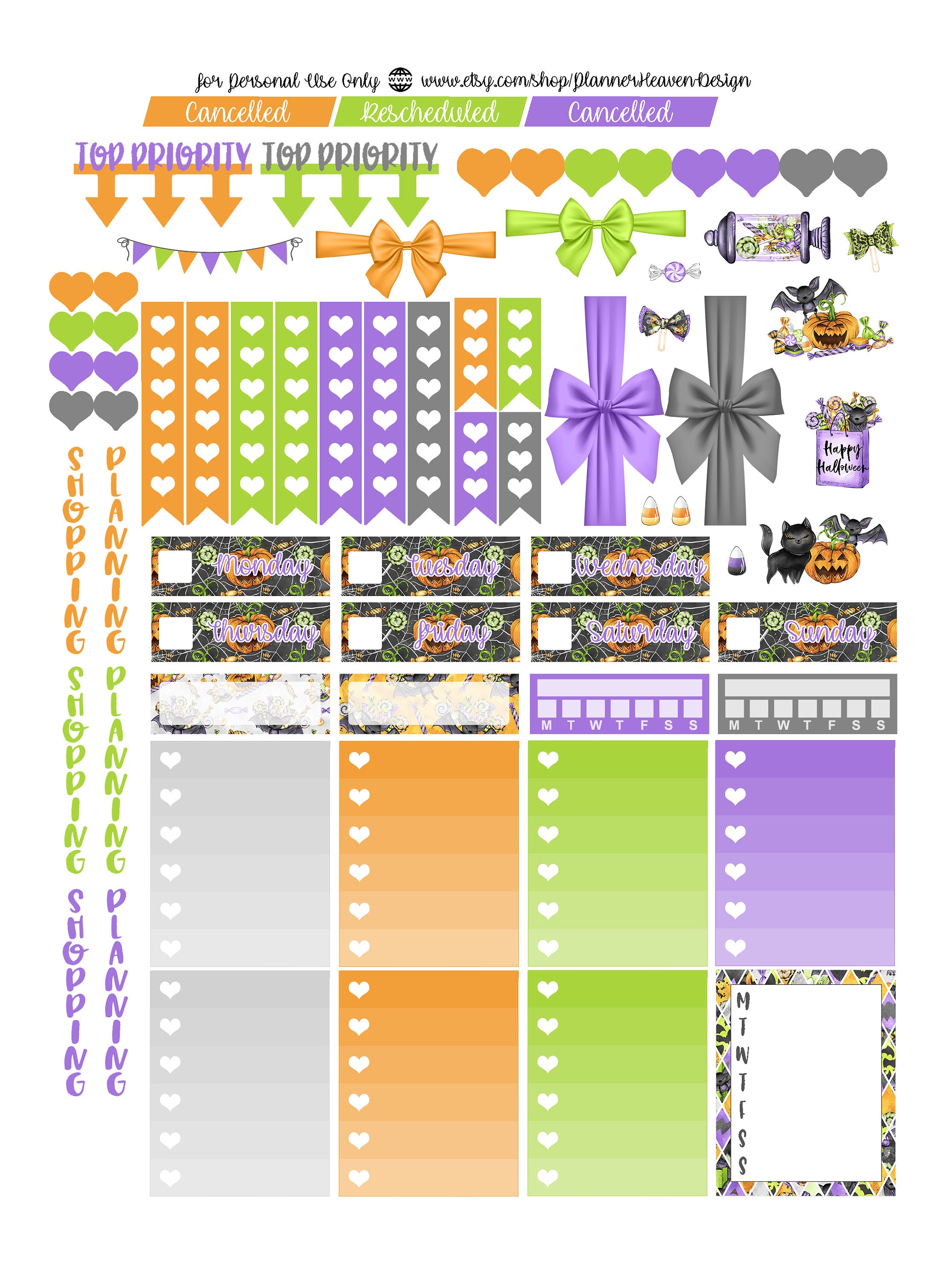 HALLOWEEN Printable Planner Stickers Weekly Planner Sticker | Etsy