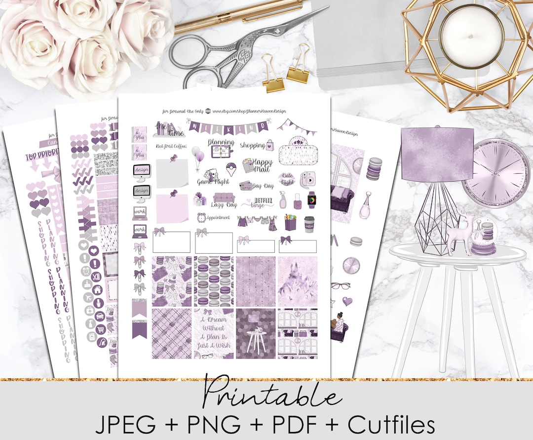 I LOVE PURPLE Printable Planner Stickers | Weekly Planner Sticker Kit ...