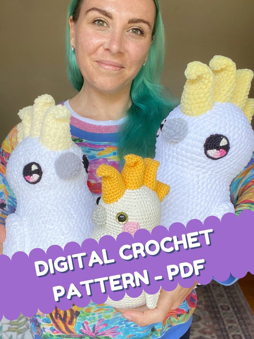 DIGITAL Crochet PATTERN Pdf / Crochet Cockatoo / Sulphur-crested ...