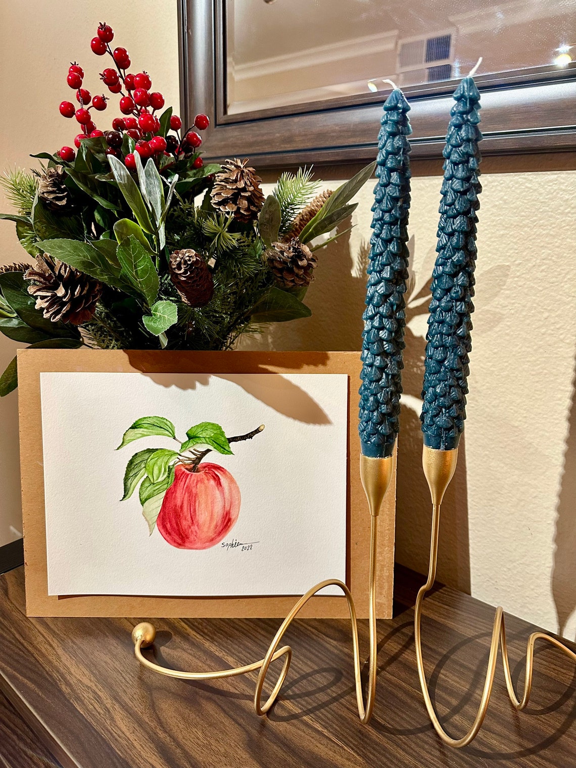 Original Watercolor Painting by Hand, Apple, Art, Wall Art, Original ...