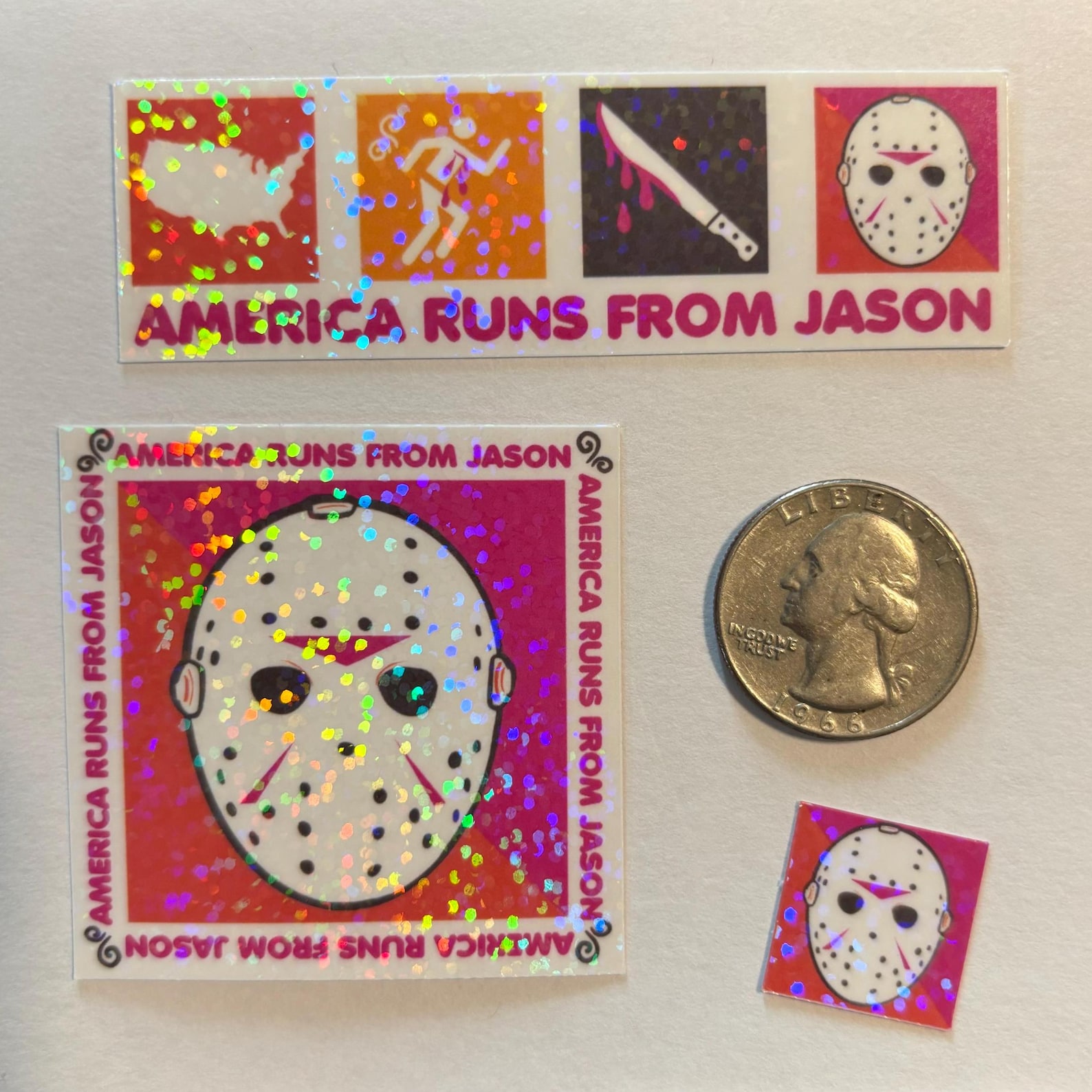 America Runs From Jason Stickers Classic Horror Lover Funny Donut ...