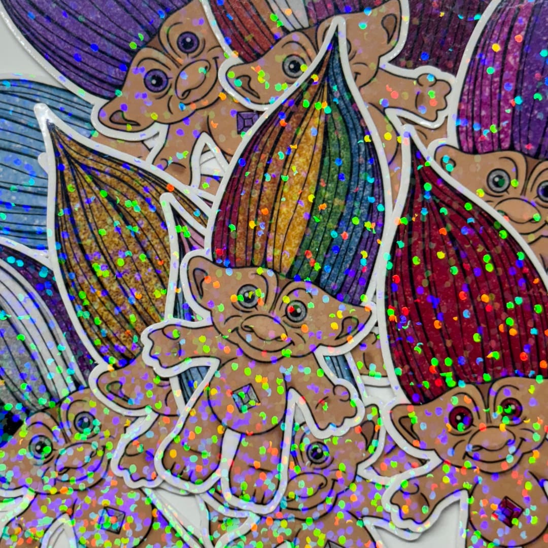 Troll Doll 90s Nostalgic Sticker - Holographic Glitter - Retro Troll ...