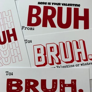BRUH, Modern, Funny Kids Valentine Card Set of 10 Perfect for Preteen ...