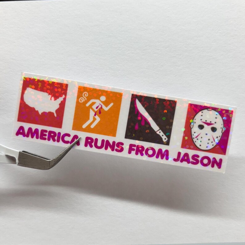 America Runs From Jason Stickers Classic Horror Lover Funny Donut ...