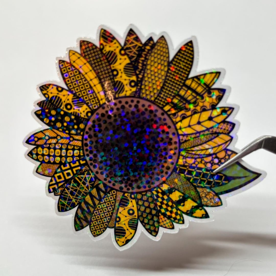 Sunflower Zentangle Holographic Sticker - Etsy