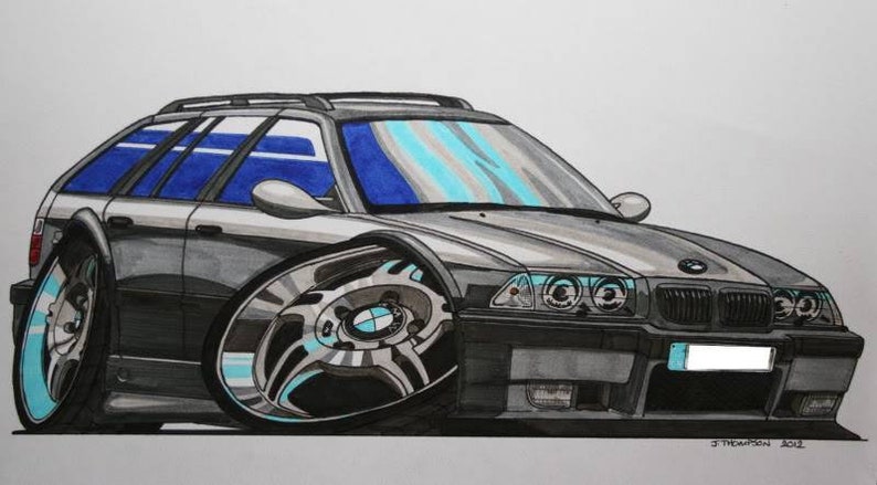 BMW Cartoon Art - Etsy