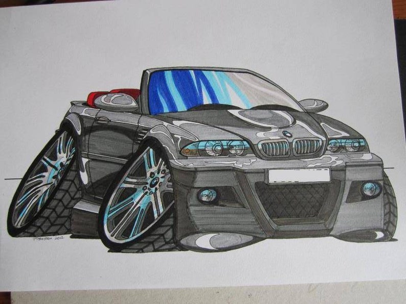 BMW Cartoon Art - Etsy