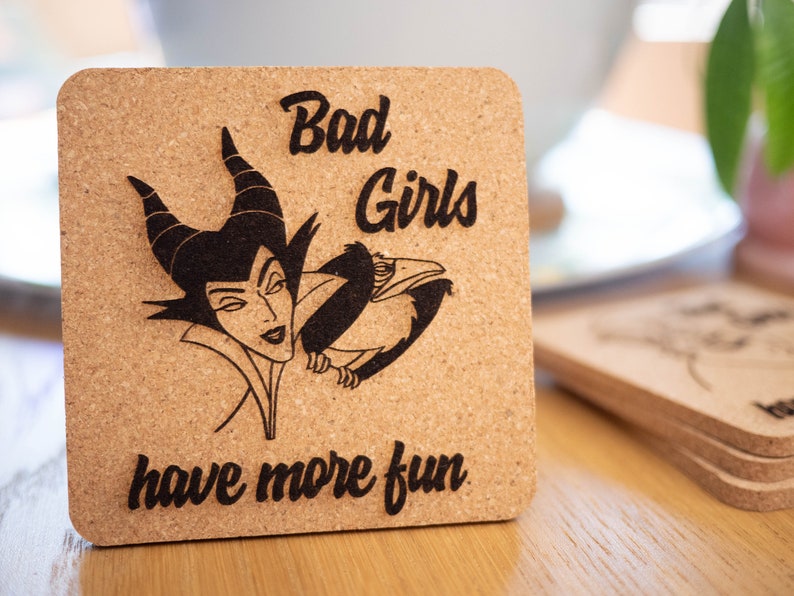 Disney Villains Inspired Cork Coasters maleficent, Ursula, Cruella De ...