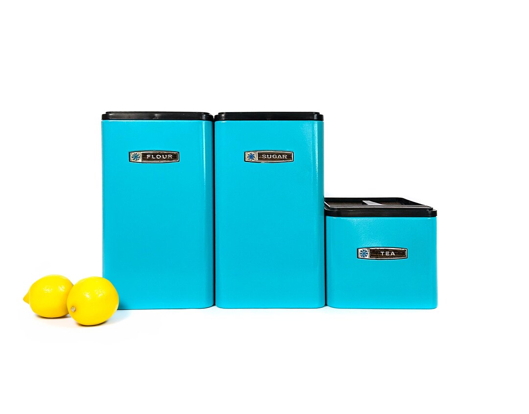 Turquoise Kitchen Canister Set - Midcentury Modern - Vintage Made in ...