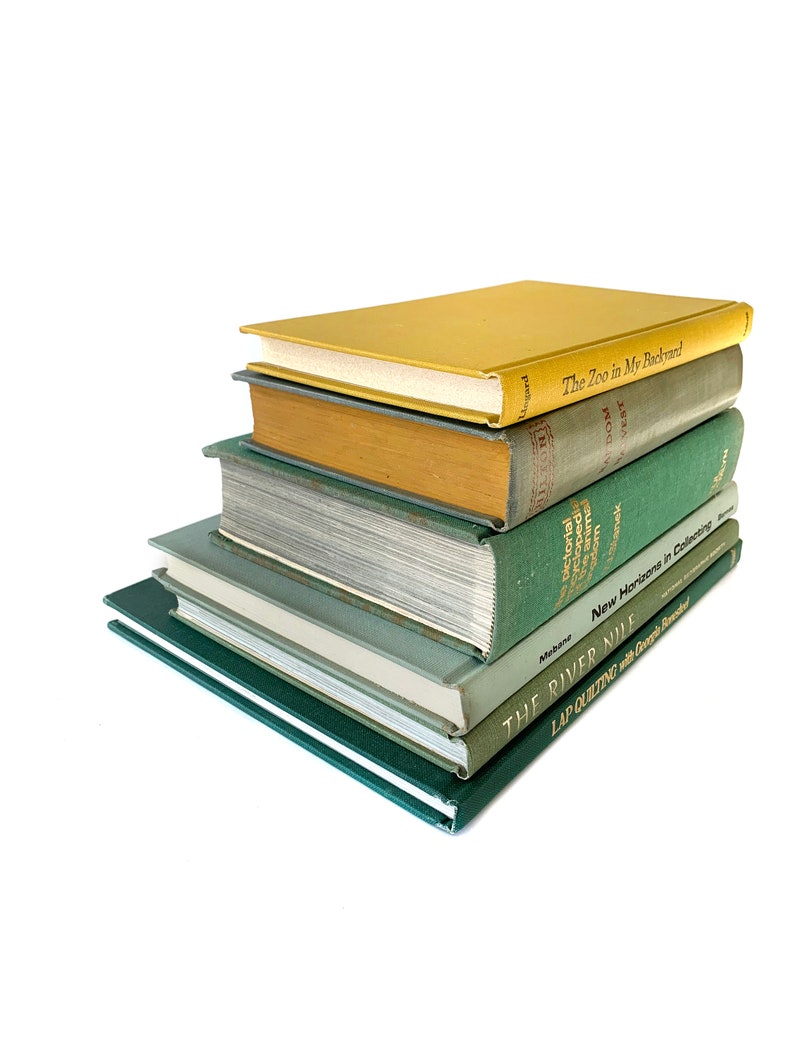 Vintage Book Stack Decor Set of 6 Decorative Books in Green Tones - Etsy