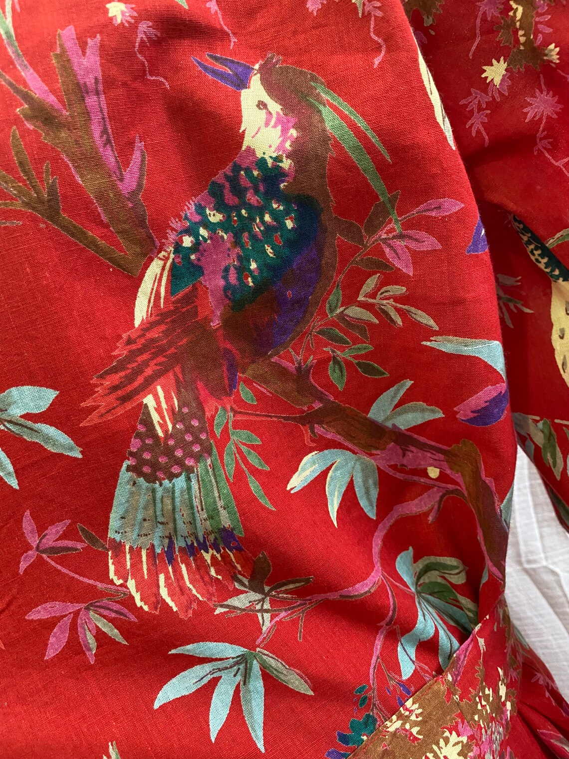 Red Bird Print Sleepwear robes Nightdress Kimono Bathkimono | Etsy