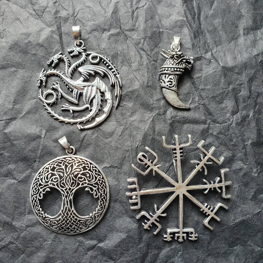 Men's Celtic Micro-macramé Pendants, Vikings, Silver Brass Claw, Tree ...