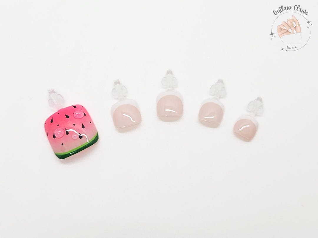 Watermelon Slice - Pedicure Kit - 3D Summer Juicy Fruit & French Tip ...