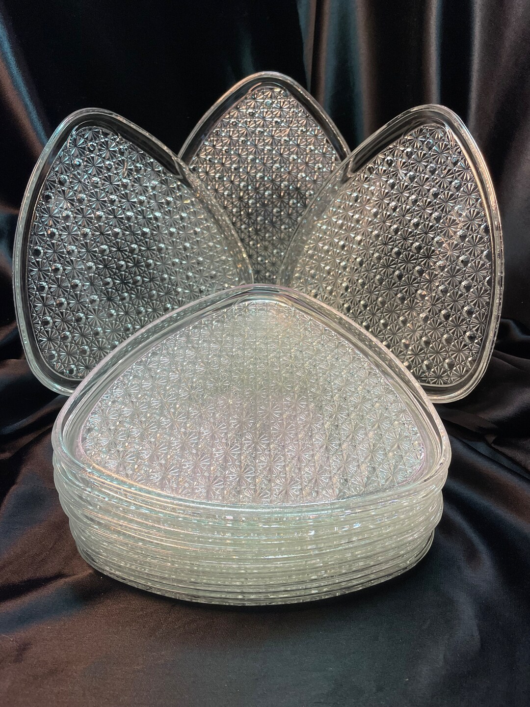 Daisy and Button Pressed Glass Snack Plates - Anchor Hocking - C. 1960s ...