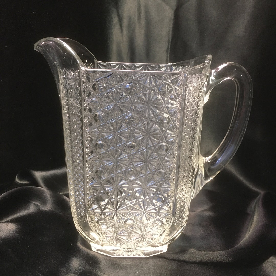 Vintage Pressed Glass Pitcher 1930s - Etsy