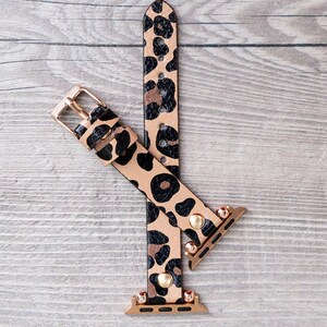 Leopard Print Leather Apple Watch Band With Rose Gold Rivets - Etsy