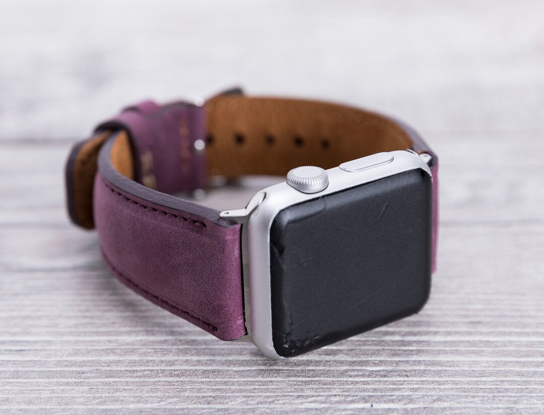 Purple Full Grain Leather Apple Watch Band for Series 1-11, SE & Ultra ...
