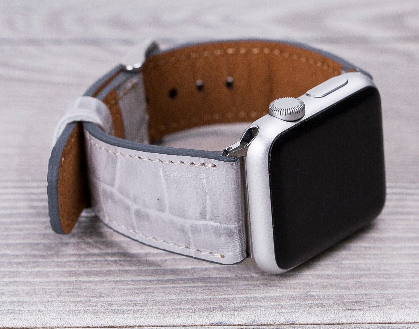 Croco Pattern White Leather Apple Watch band 42mm 38mm | Etsy