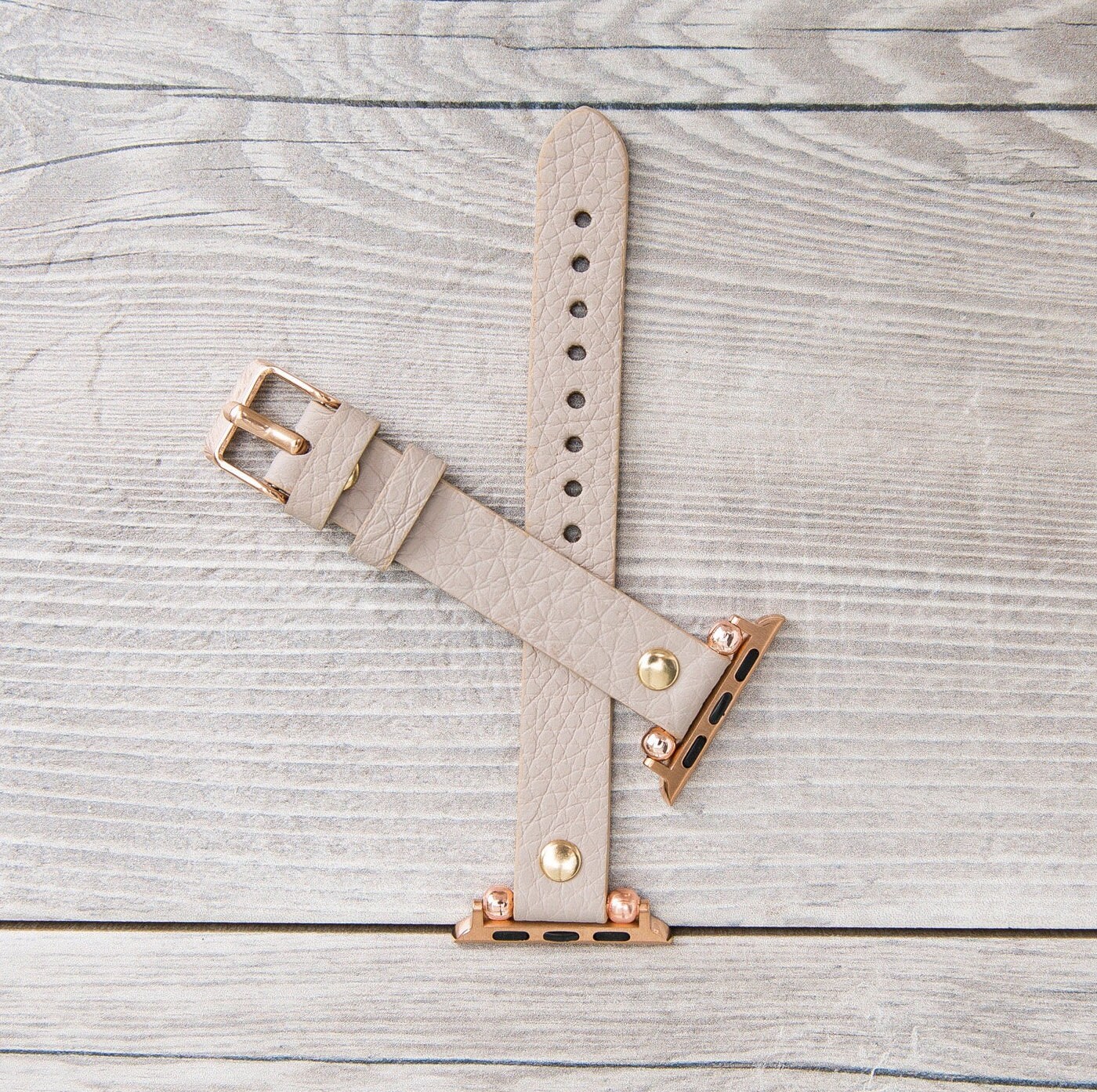 Gray-beige Slim Full Grain Leather Womens Band for Apple | Etsy