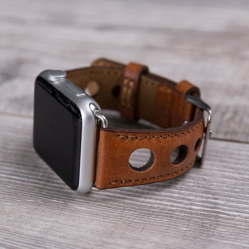 Tan Color Rally Leather Apple Watch Band 45mm 44mm 41mm | Etsy