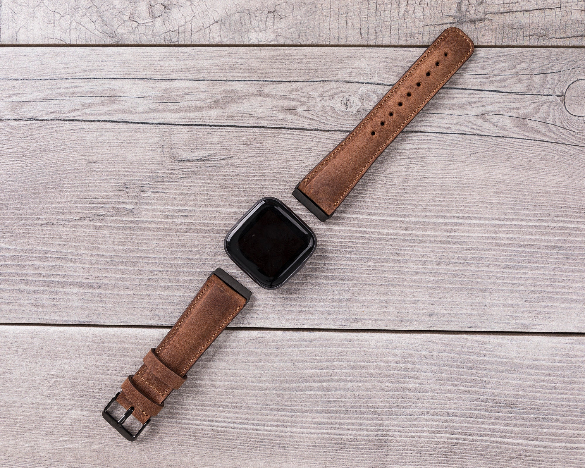 Antic Brown Leather Fitbit Watch Band Fitbit Versa - Etsy