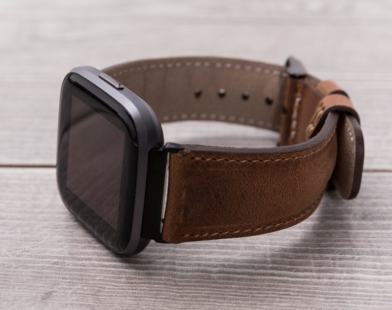 Antic Brown Leather Fitbit Watch Band Fitbit Versa - Etsy