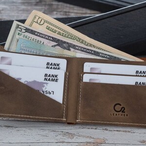 Brown-tan Full Grain Leather Mens Wallet, FREE SHIPPING - Etsy