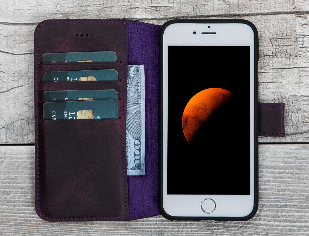 SALE Leather iPhone 8 / 8 Plus Case Wallet, Purple, FREE SHIPPING - Etsy