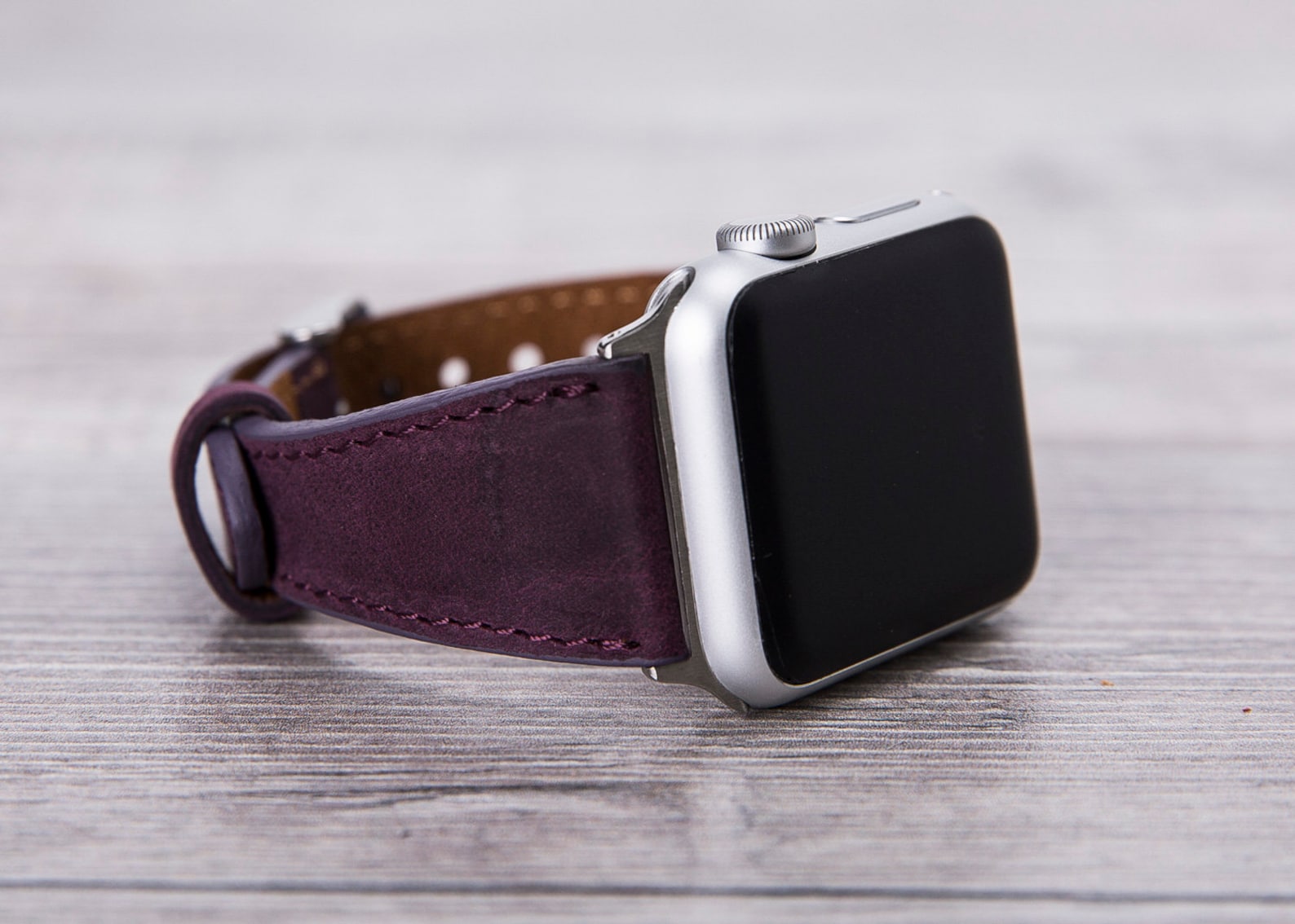 Purple SLIM Leather Apple Watch Band, 42mm, 42mm, 46mm, 44mm for Series ...