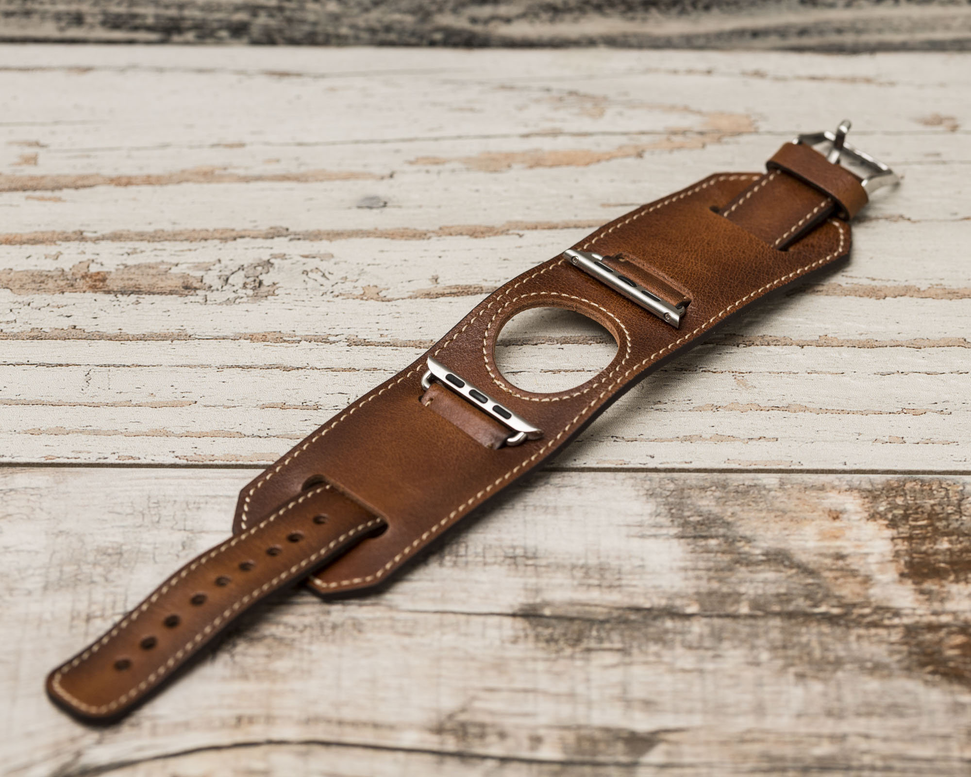 Brown Full Grain Leather Apple Watch Cuff 42mm 38mm 40mm | Etsy