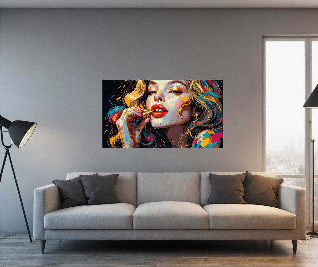 Multicolor Woman Portrait Print Digital Large Artwork for Walls Digital ...