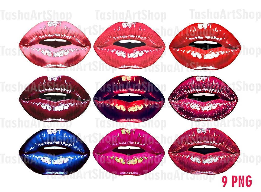 A Set of 9 PNG Lips With Different Color Texture Effects - Etsy