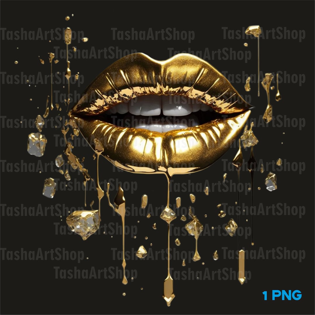 Golden Lips Printable Art - Instant Download for T-shirts & Sublimation ...