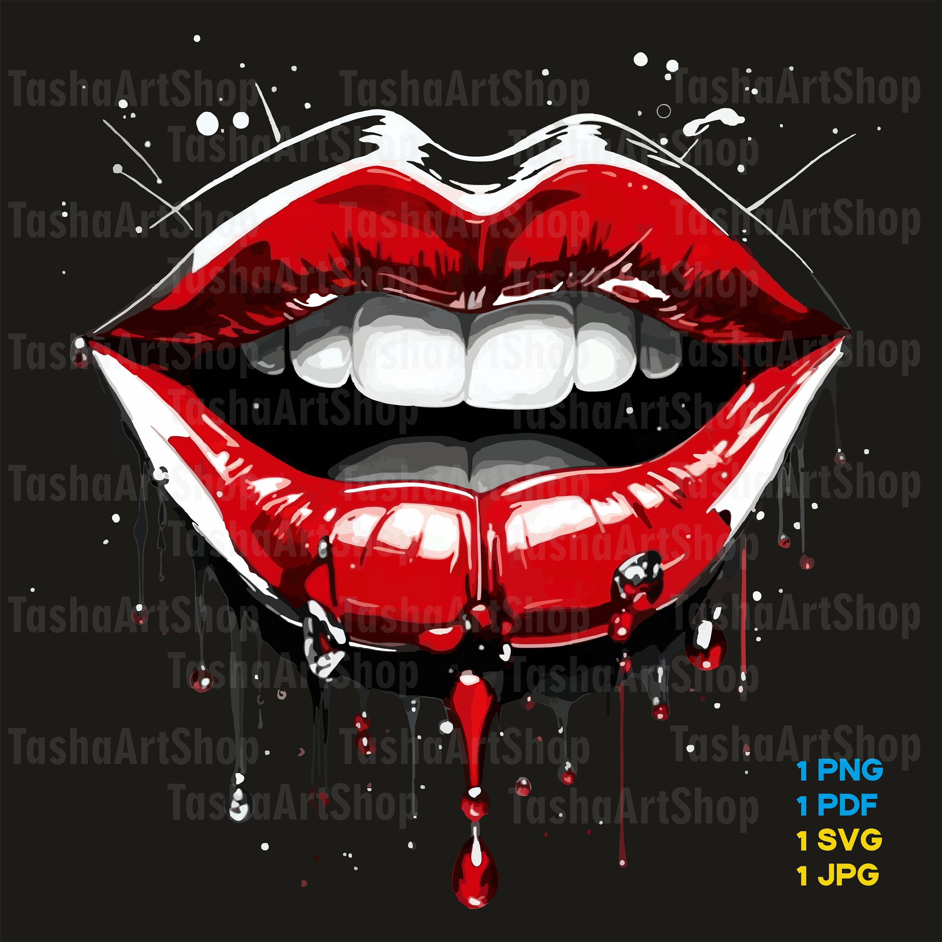 Dripping Red Lips, Printable, Sublimation Design, Vibrant Pictures ...
