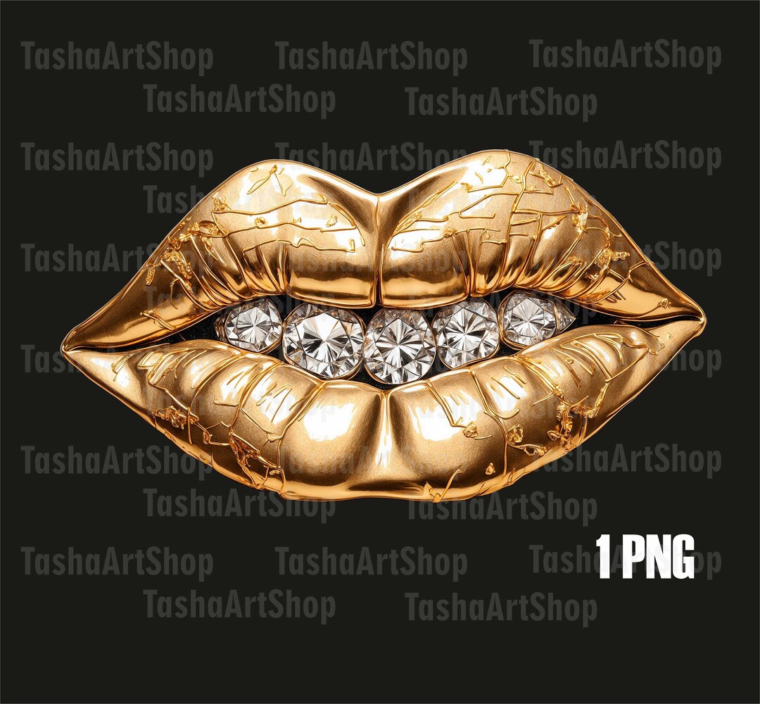 Gold Lips With Diamonds, Digital Download, Shirt Design for Print, AI ...