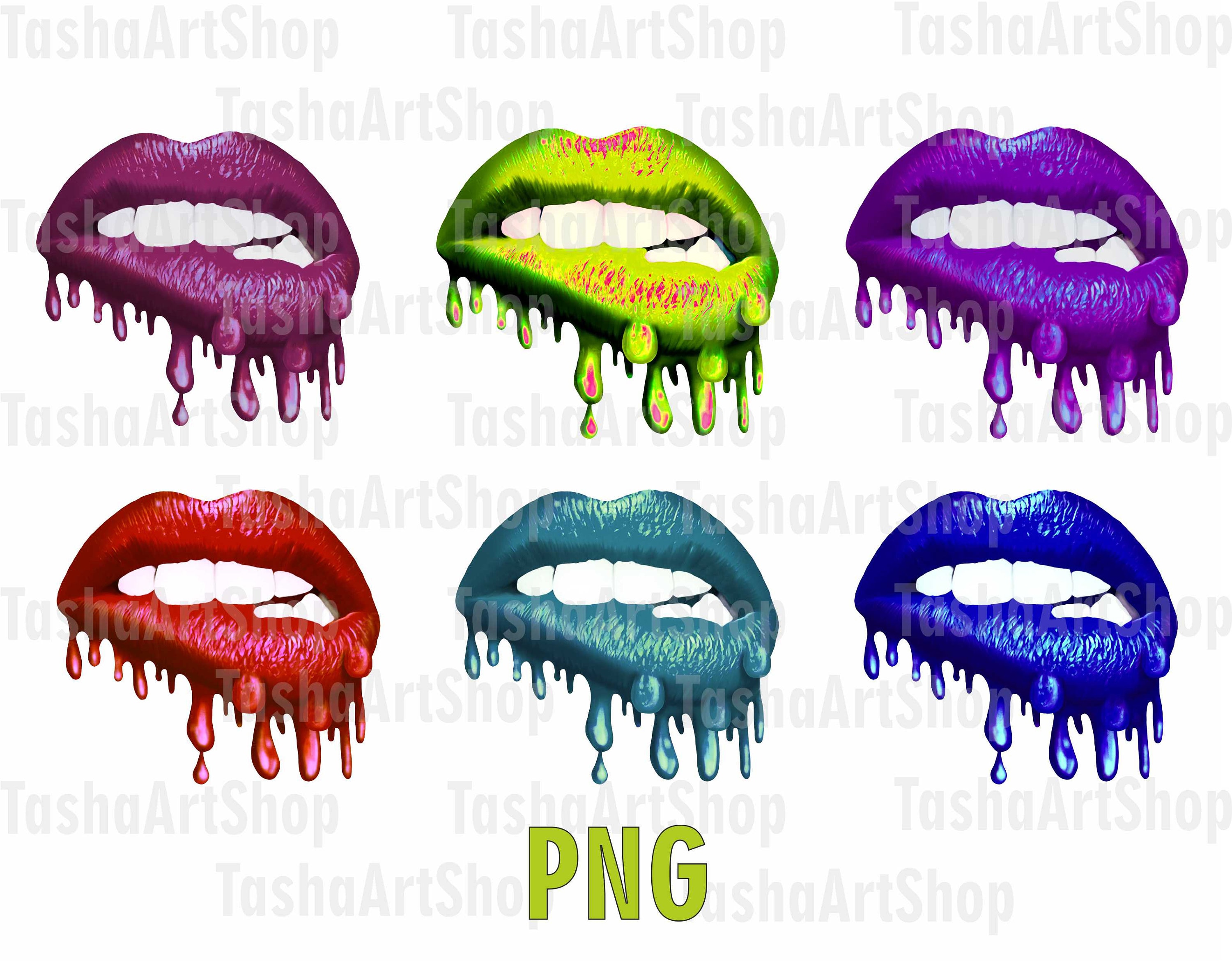 3D, Dripping Lips, Lip Biting, Printable, Sublimation Design ...