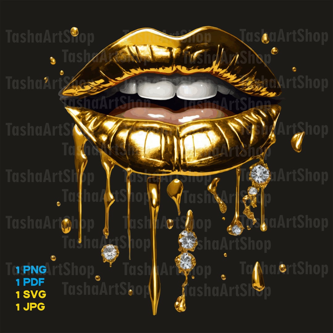 Chic Transparent Gold Lips Design for T-shirts - Instant Clip Art ...