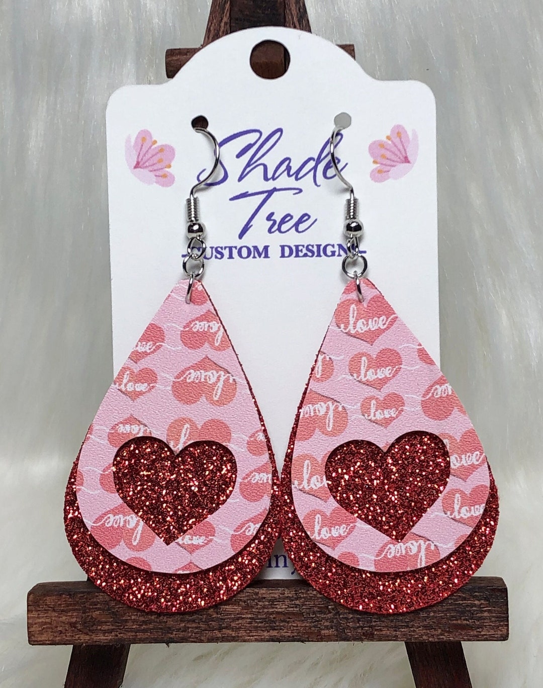 Valentine leather earrings store