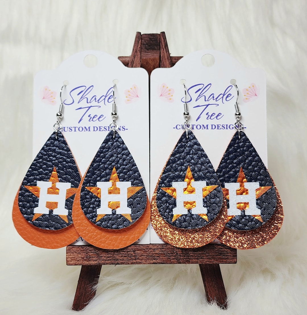 Astros metallic Star Faux Leather Earrings - Etsy
