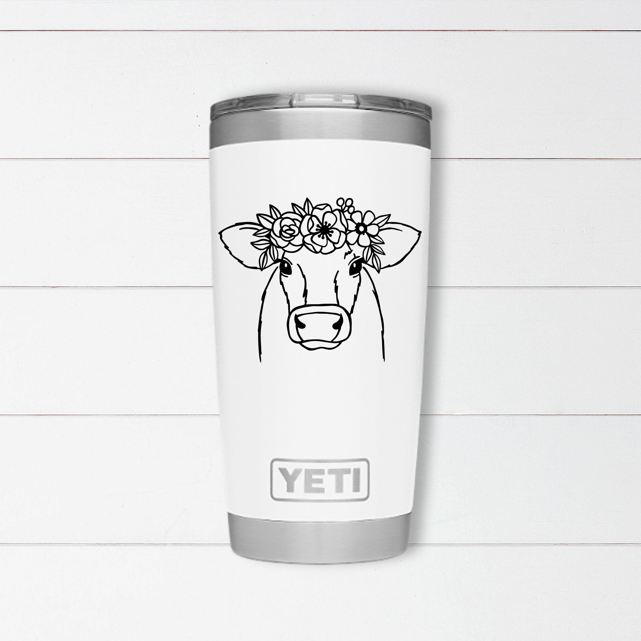 Flower Crown Cow Decal Yeti Decal Hydroflask RTIC - Etsy