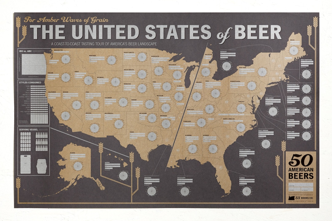 The United States of Beer Tasting Map - Etsy
