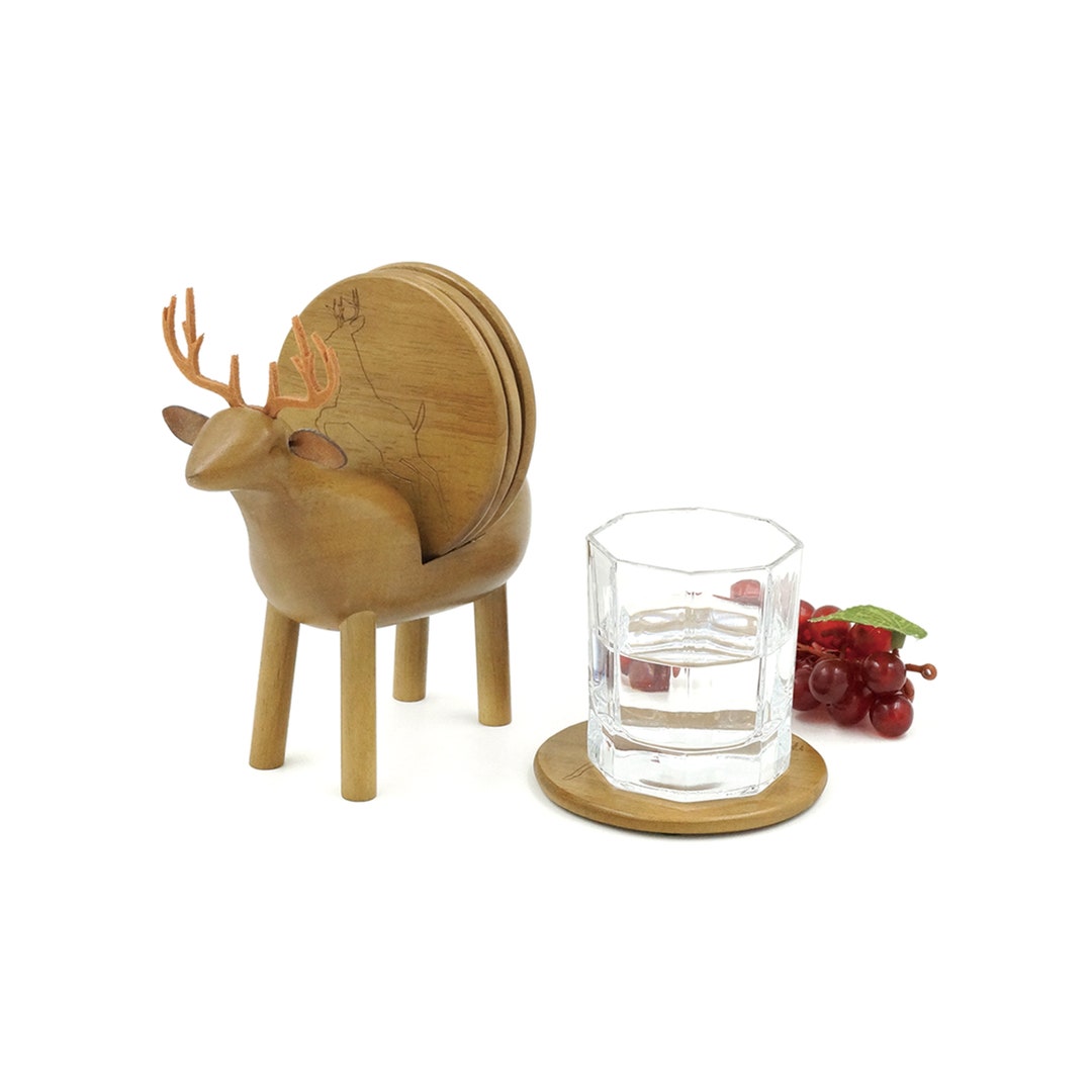 Reindeer Wooden Coaster - Etsy