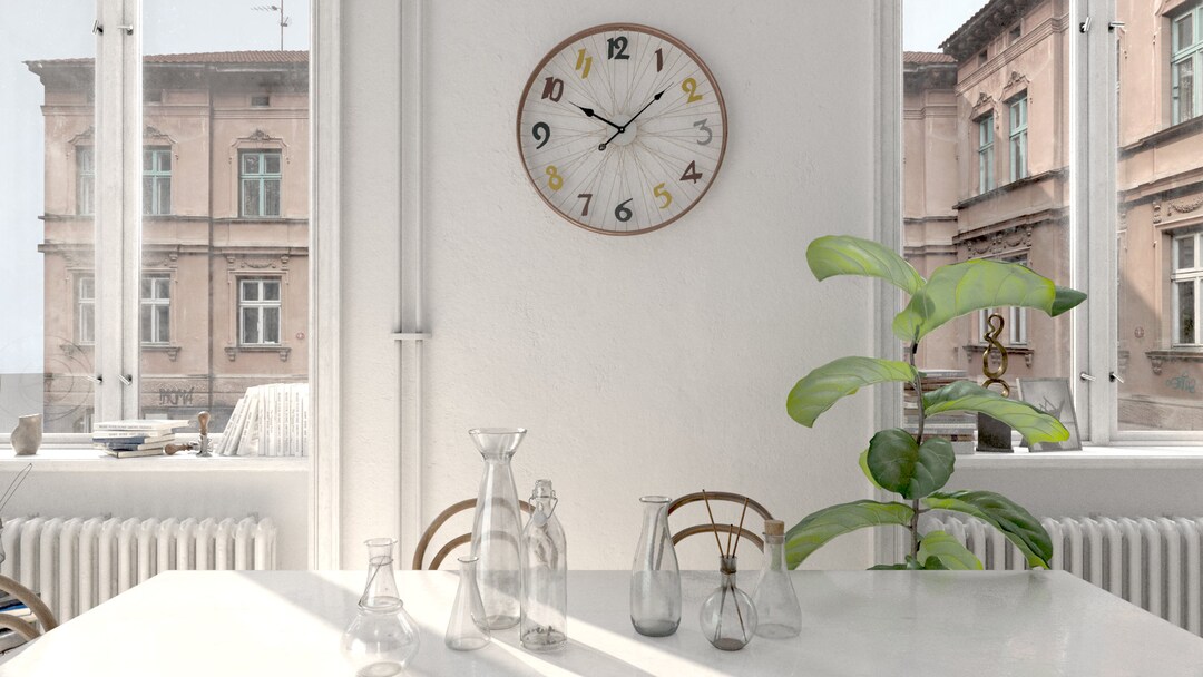 Modern Metal Wall Clock With Coloured Number - Etsy