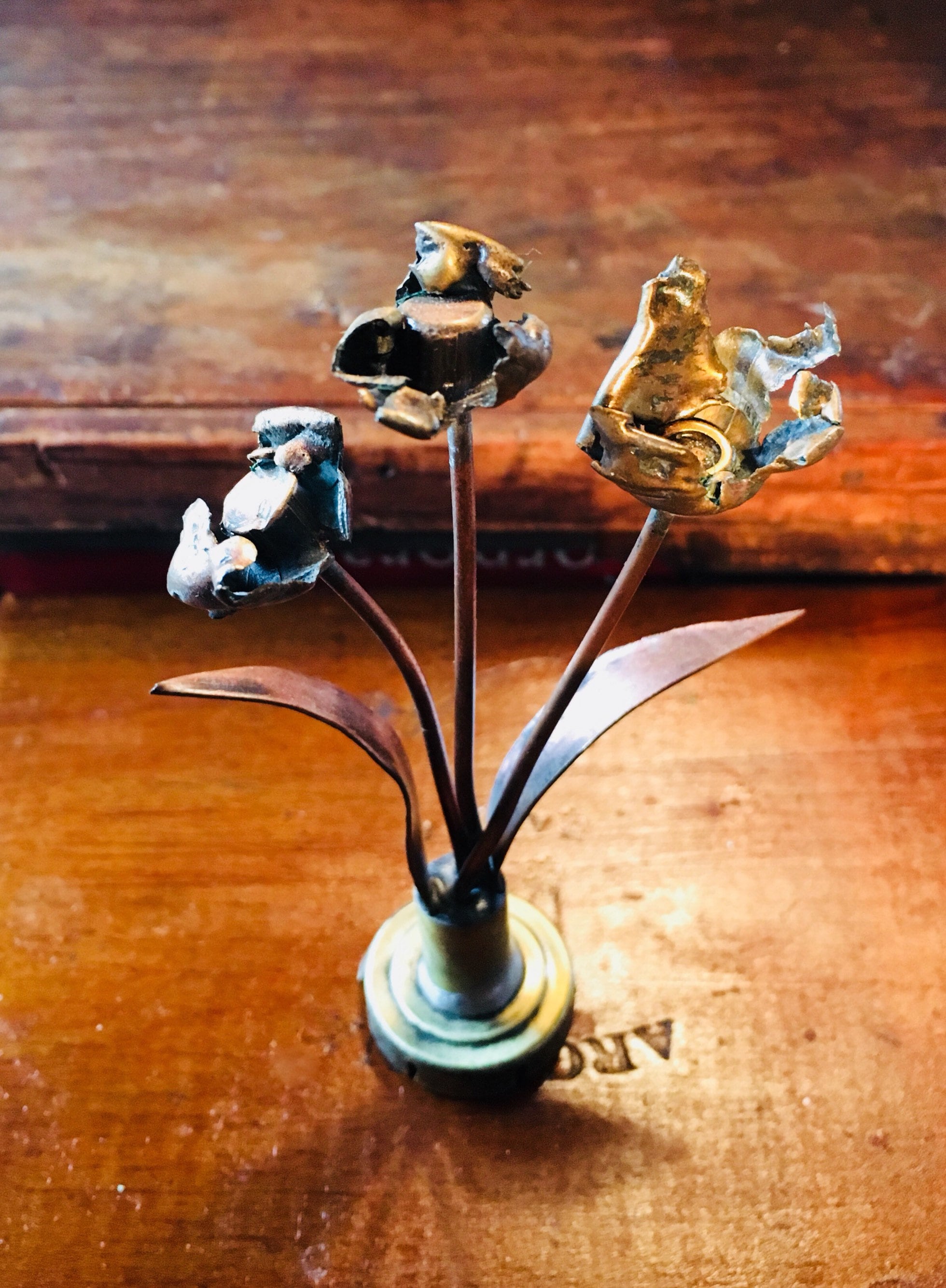 Bullet Flowers Copper Stem and Leaves Shell Base - Etsy