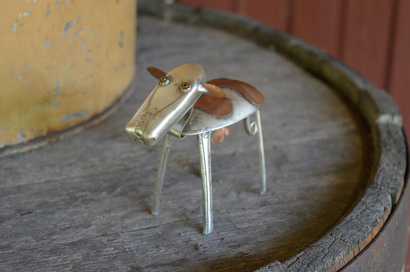 Spoon Cow Silverware Art Small Farm Sculpture Vintage Silverplate Metal ...