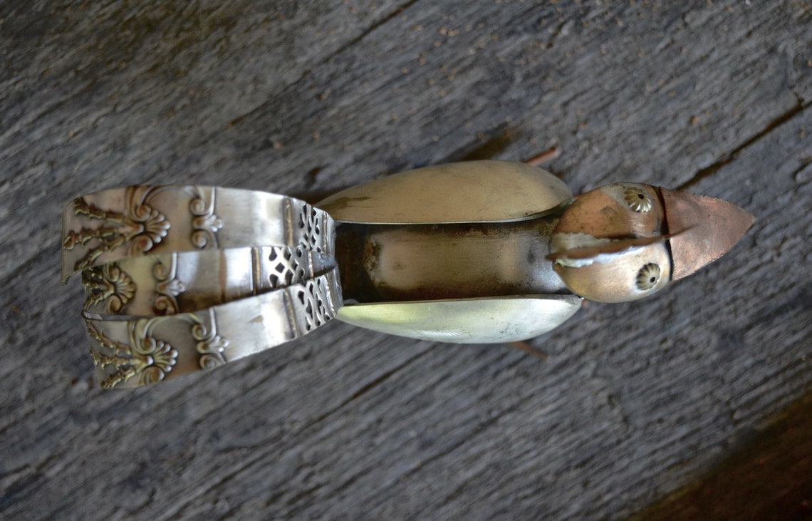 Spoon Rooster Silversmith Small Sculptures Farm Welded Garden Silver ...