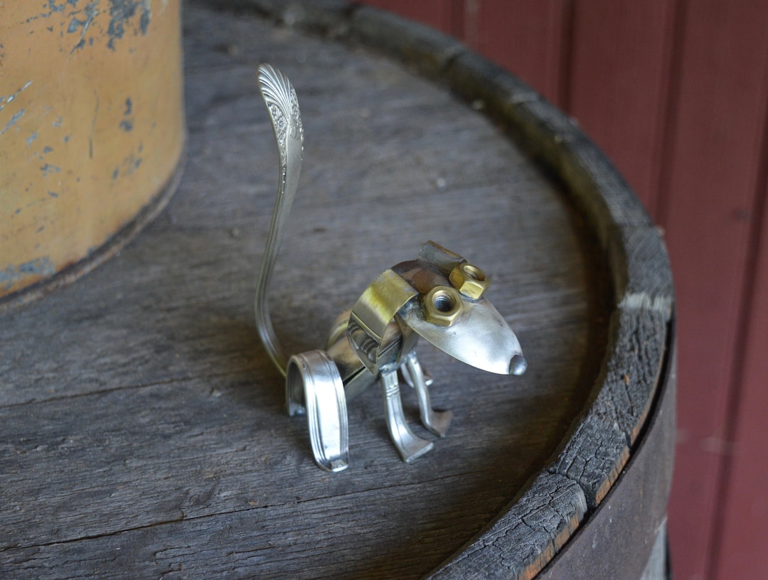 Dog Sculpture Made of Vintage Silverplated Silverware - Etsy